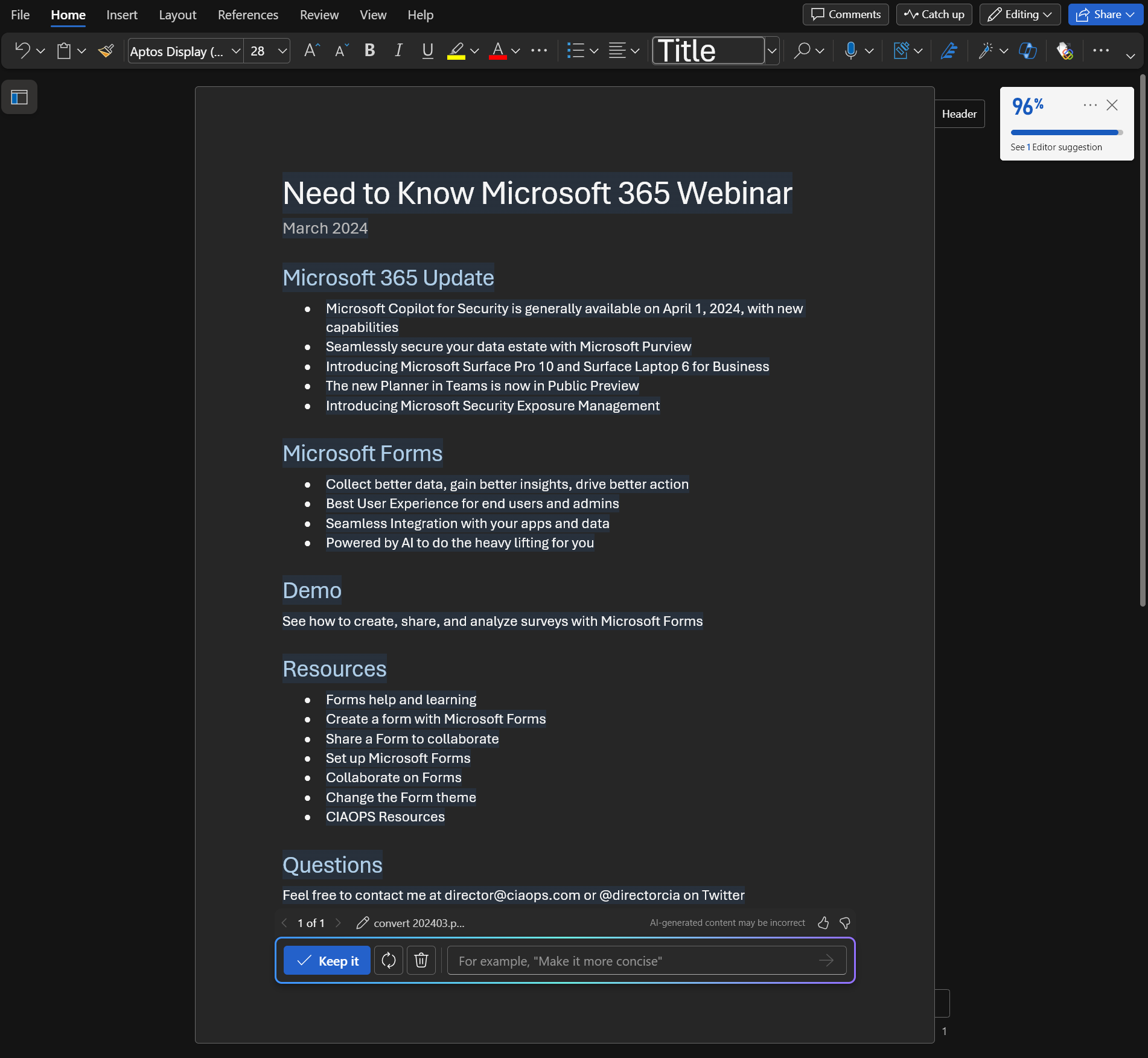 Copilot for Microsoft 365 – The low down for SMB – CIAOPS