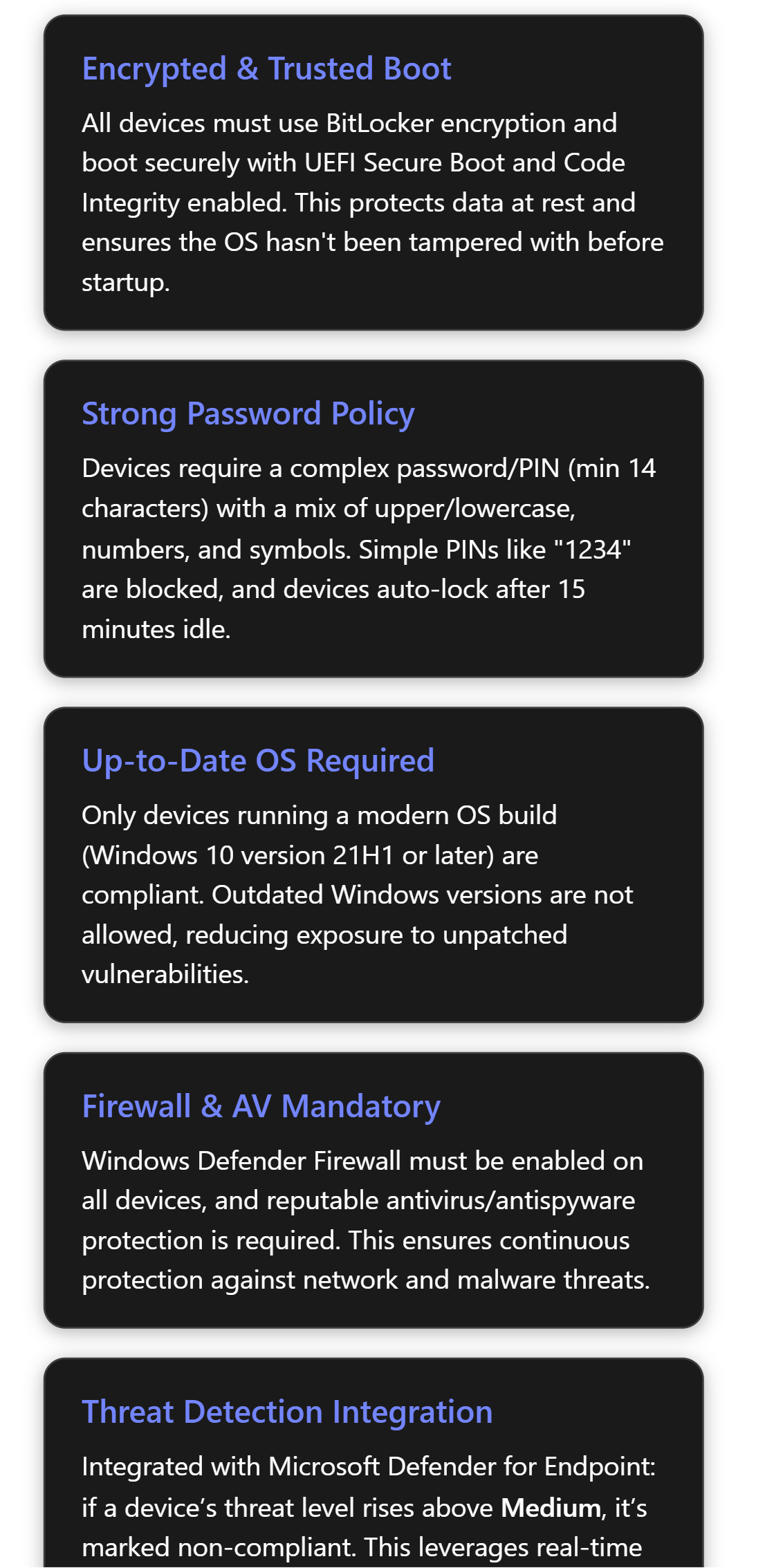 Analysis of Intune Windows 10/11 Compliance Policy Settings for Strong ...