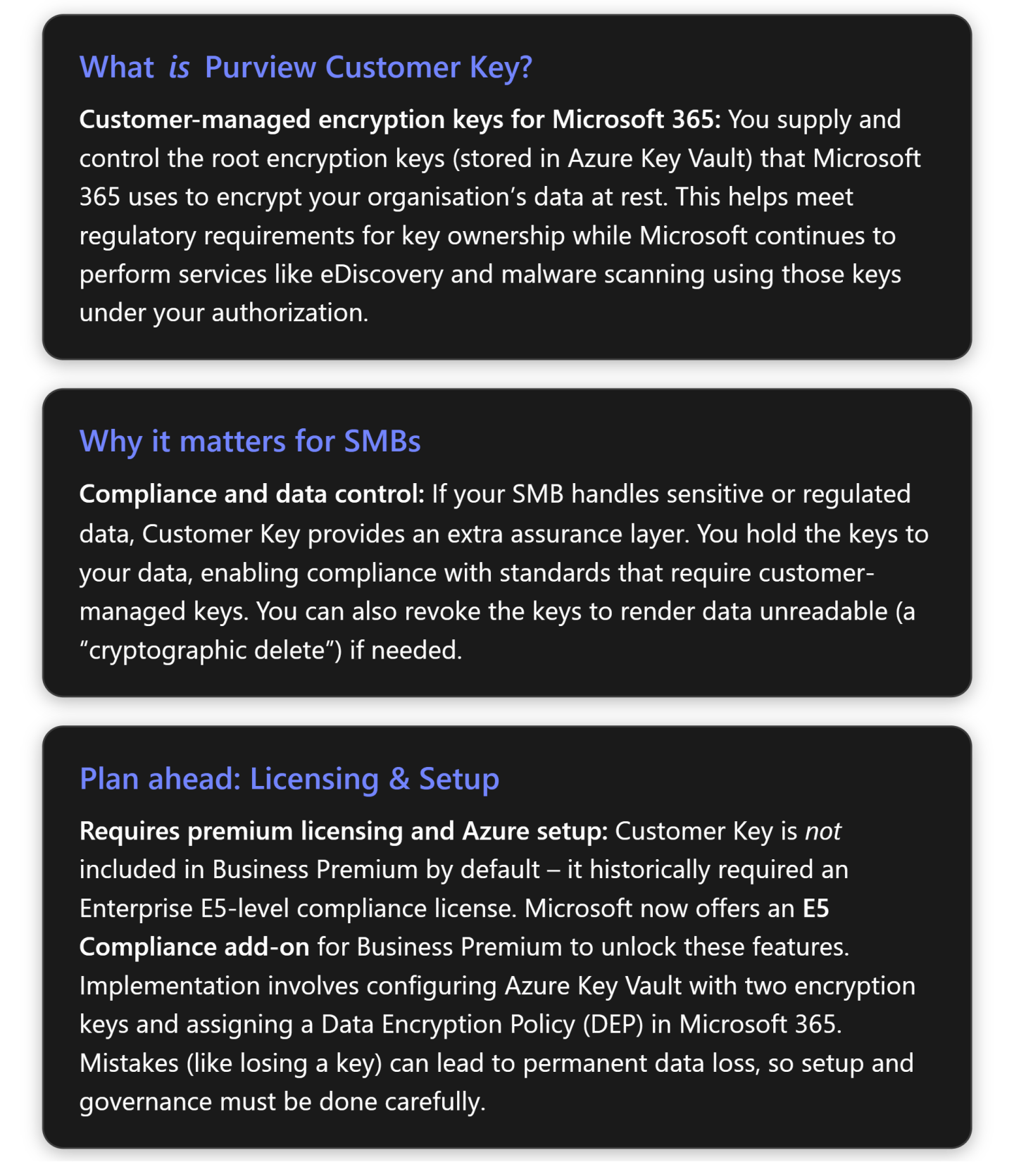 Report: Microsoft Purview Customer Key in an SMB (Business Premium ...